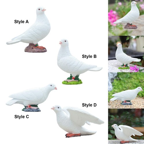 Simulation Pigeon Figures Artificial Pigeon Model White Pigeon Figurine ...