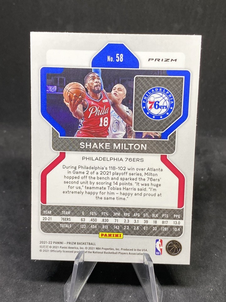 Shake Milton 2021-22 Panini Prizm NBA Orange Ice SP Card #58 76ers ...