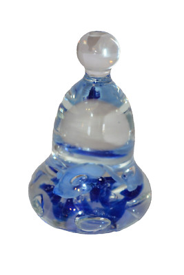 Vintage Joe St Clair Art Glass Paperweight Bell Shape Blue & White ...