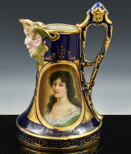 BEAUTIFUL ANTIQUE ROYAL VIENNA MAIDEN PORTRAIT BACCHUS FIGURAL SPOUT ...