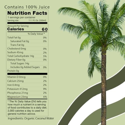 CoCo Joy Organic Coconut Water Nutrient-Rich Drink 11 Fl Oz Pack of 12 ...