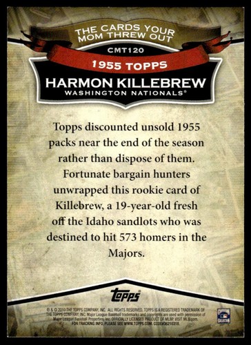 Harmon Killebrew 2010 Topps Update #CMT120 The Cards Your Mom Threw Out ...