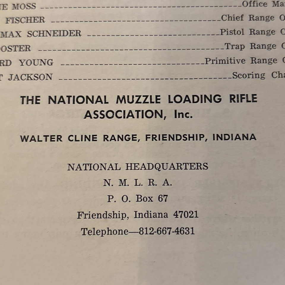 NMLRA National Muzzle Loading Rifle Association Rules Regulations 8th ...