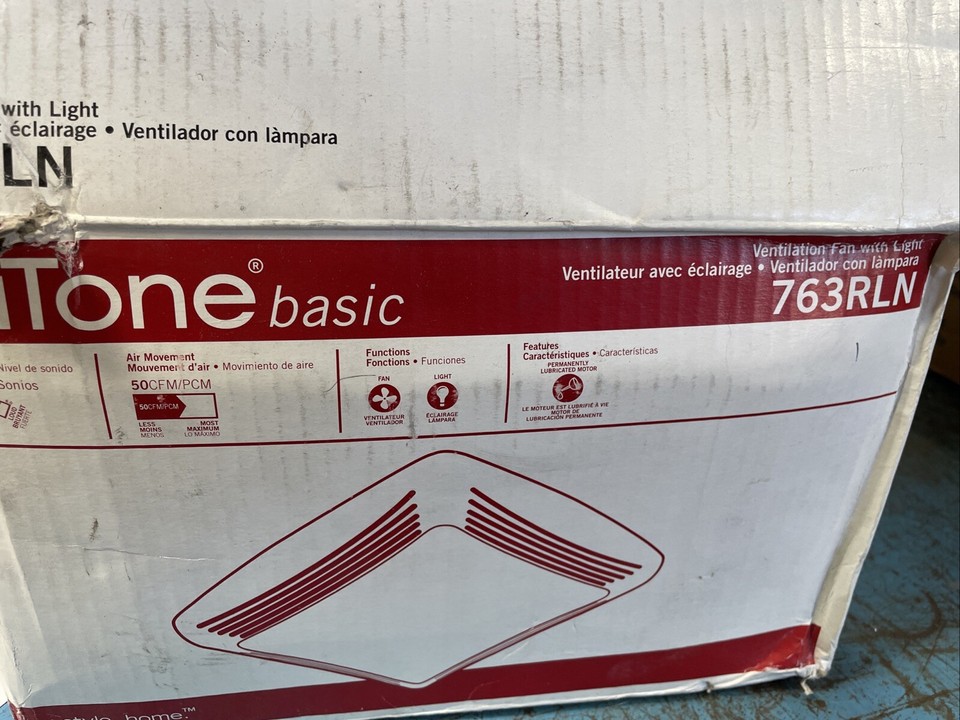 Nutone Basic Bathroom Ceiling Ventilation Exhaust Fan W/ Light 763RLN ...