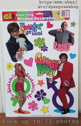 Austin Powers 1999 Static Cling Window Decorations 1 Sheet of Multiple ...