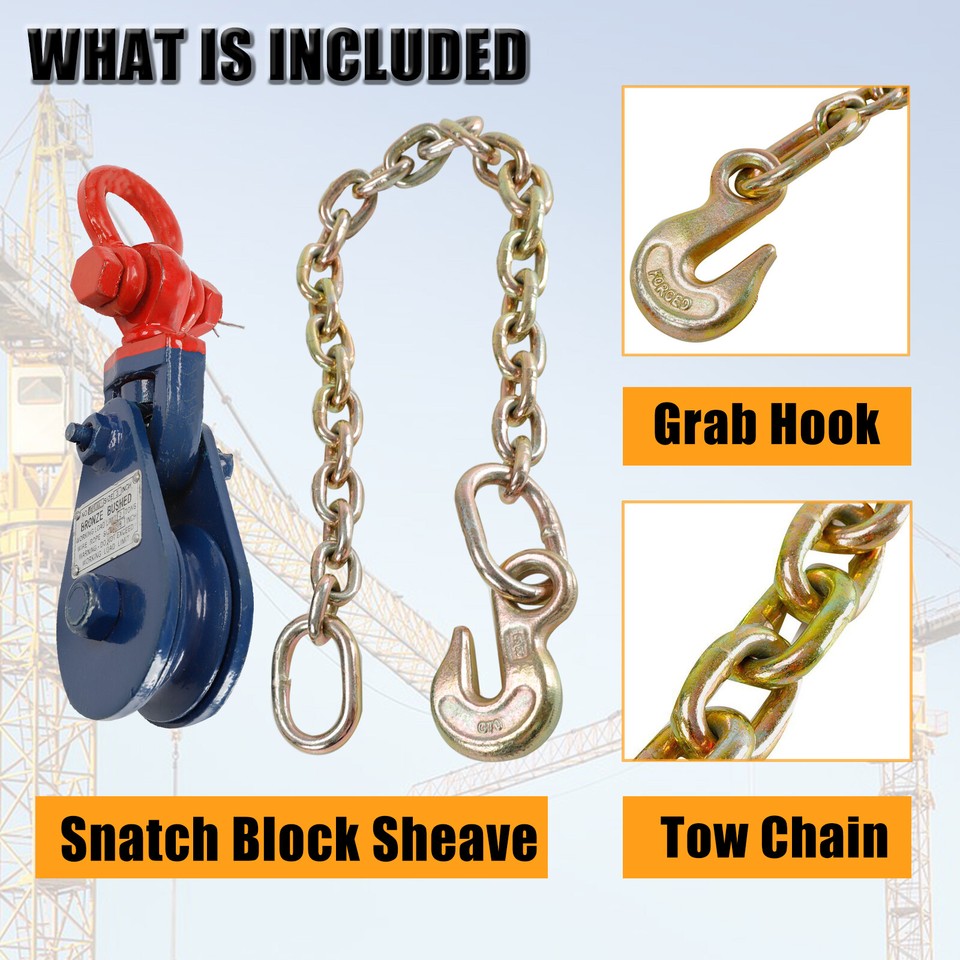 4X 2 Ton Snatch Block w/ Chain Flatbed Tow Truck Rollback Car Carrier ...