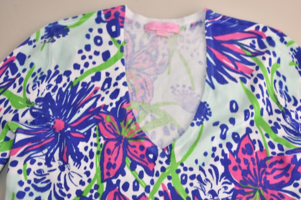 New Lilly Pulitzer ANNETTE Sweater Resort White In the GARDEN Exra ...