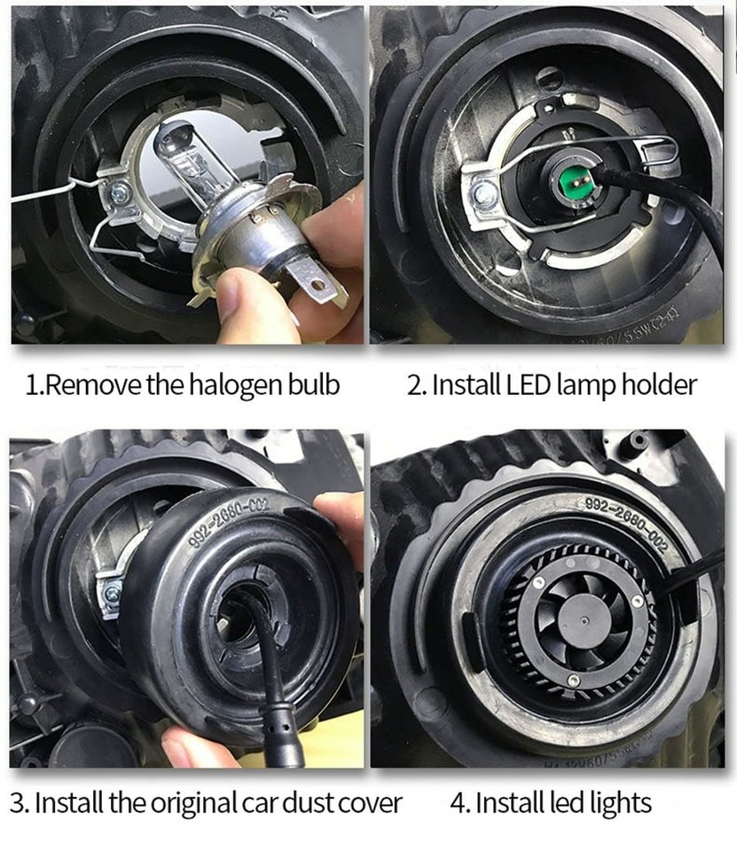 Y6 H4 Mini Bi-LED Projector Lens LED Headlight Hi-Low 24000LM 100W ...