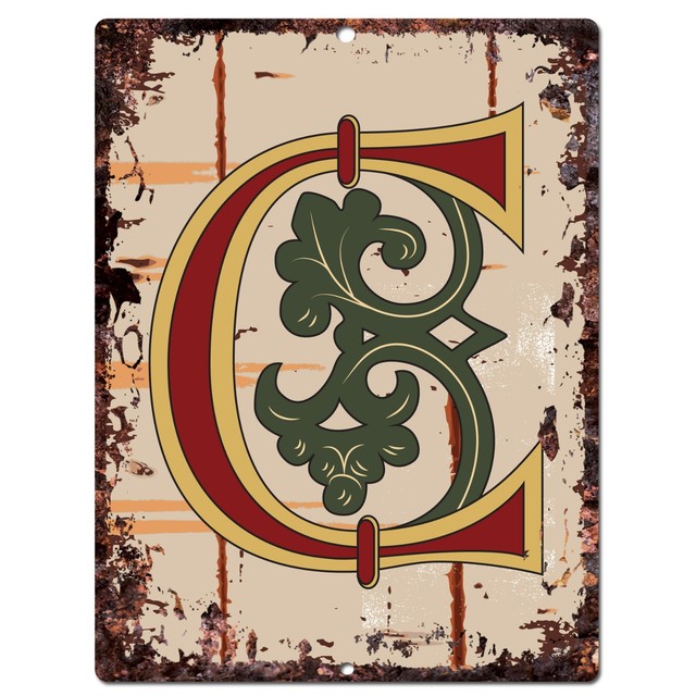 PP0511 Alphabet Medieval Initial Letter C Chic Sign Bar Shop Store Home ...