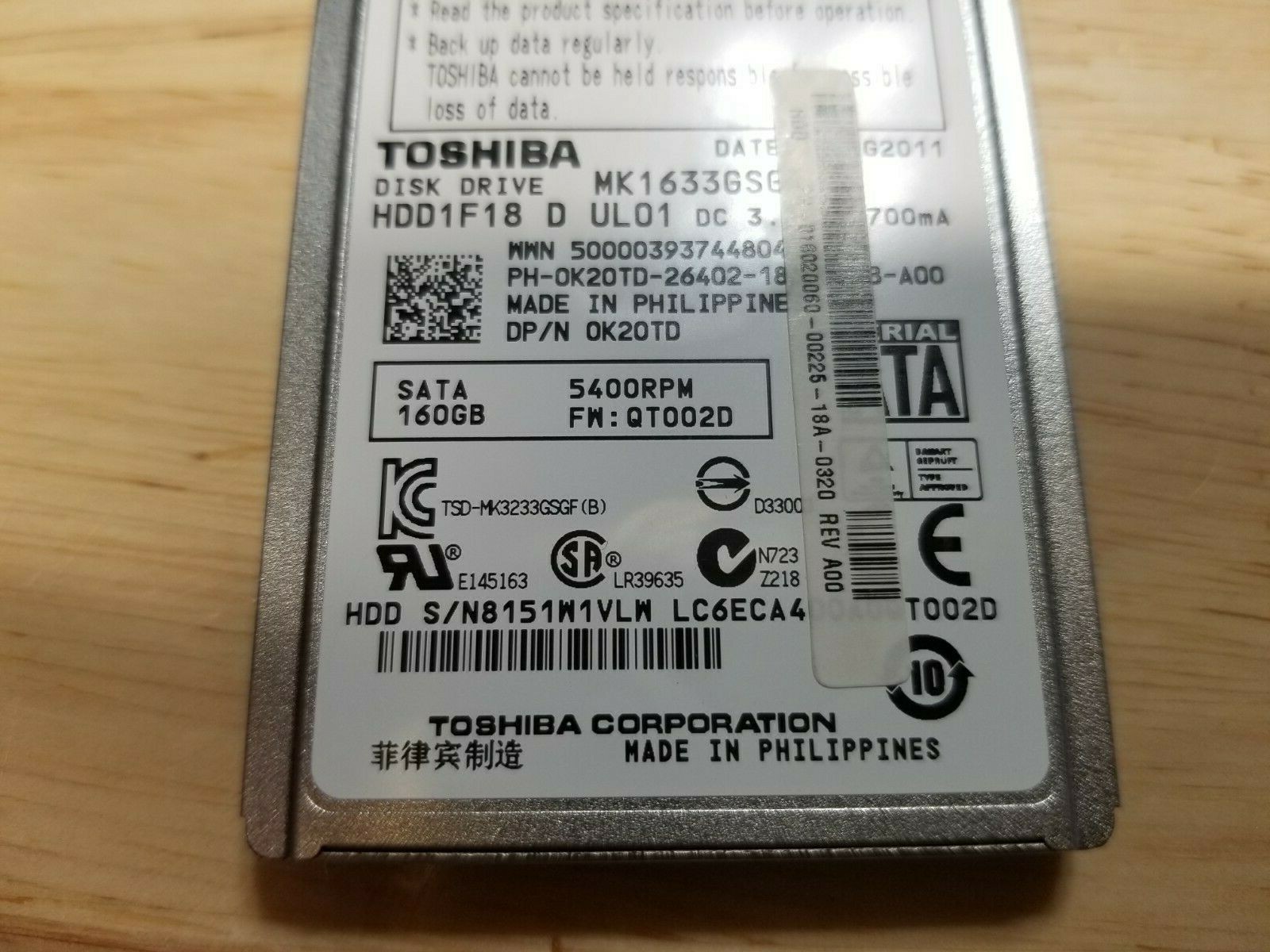 OEM Motion Computing J3400 J3500 160GB Hard Drive Ribbon Caddie and ...