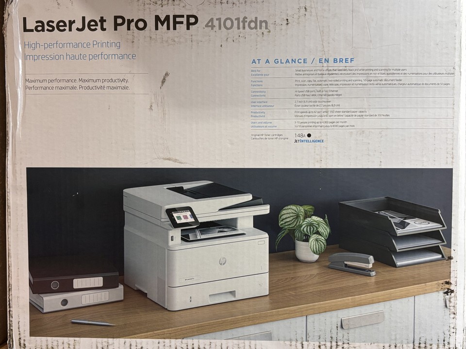 HP LaserJet Pro MFP 4101fdn Printer, Print,scan,copy,fax, Fast speeds ...
