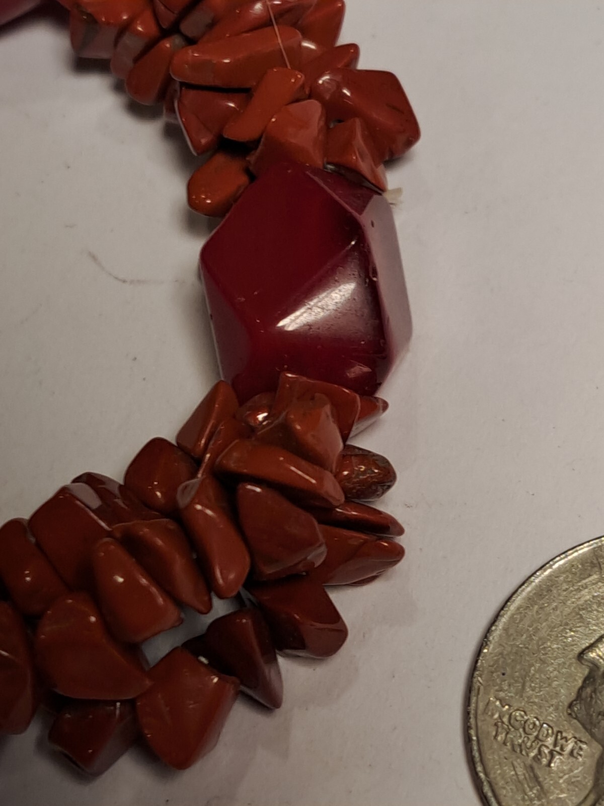 Gemstone Faux Red Coral Chip Chunky Cluster Stretch … - Gem