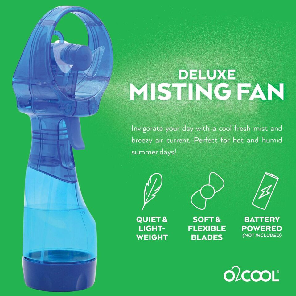 Set of Two (2) O2Cool Deluxe Handheld Battery Powered Water Misting ...