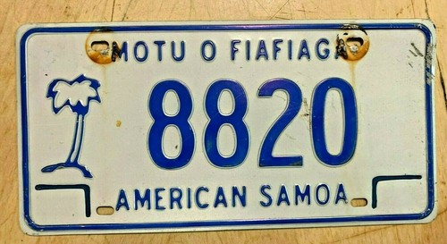 AMERICAN SAMOA MOTU O FIAFIAGA AUTO PASSENGER LICENSE PLATE " 8820 " AS ...