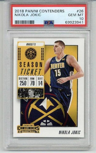 2018 PANINI CONTENDERS #26 NIKOLA JOKIC DENVER NUGGETS PSA 10 LOW POP ...