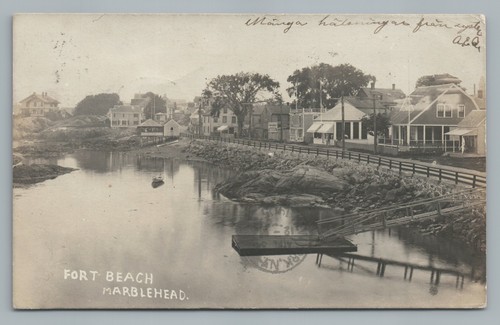 Fort Beach MARBLEHEAD Massachusetts RPPC Antique Photo RARE UDB to ...
