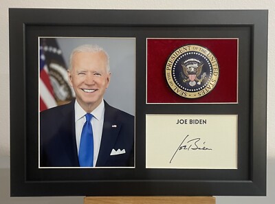 JOE BIDEN Autograph- framed A4 / elegant display- US President Seal ...