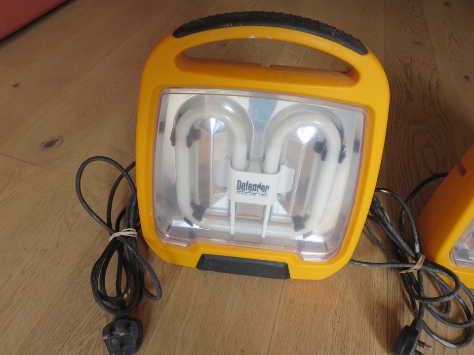 Set of 2 Defender Low Energy Work Floor Task Light IP44 38W 240v | eBay UK