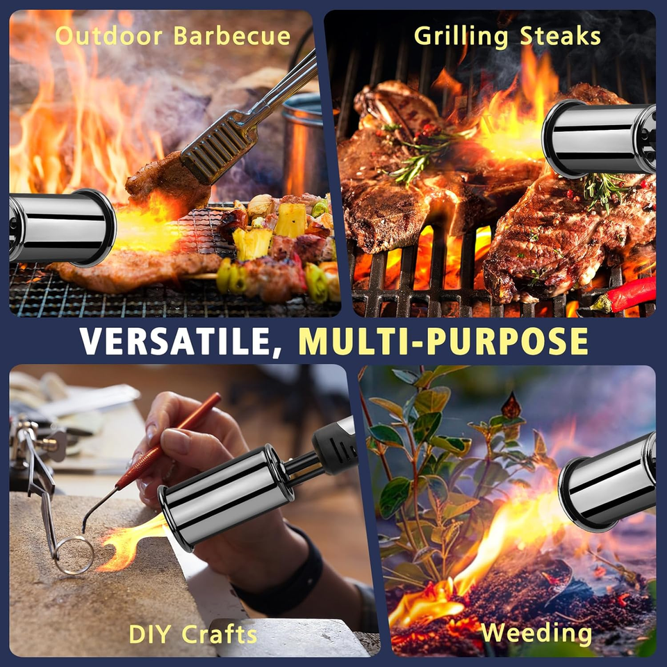 Powerful Propane Torch Gun Flamethrower W/ Turbo Mode Charcoal Torch ...
