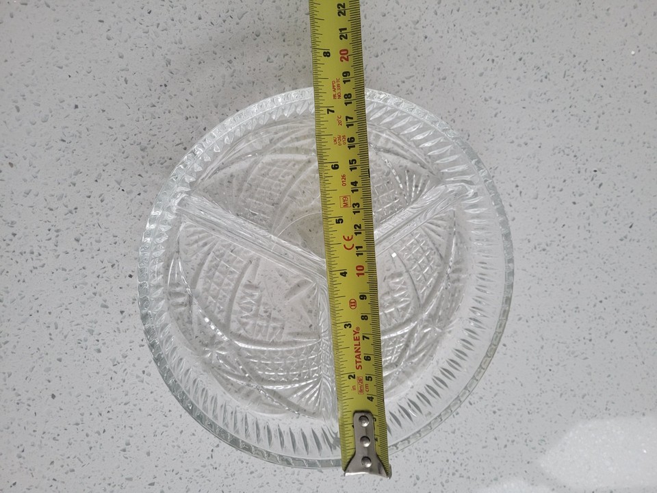 Vintage Portuguese lead crystal 3 way H'orderves dish 18cm Diameter ...