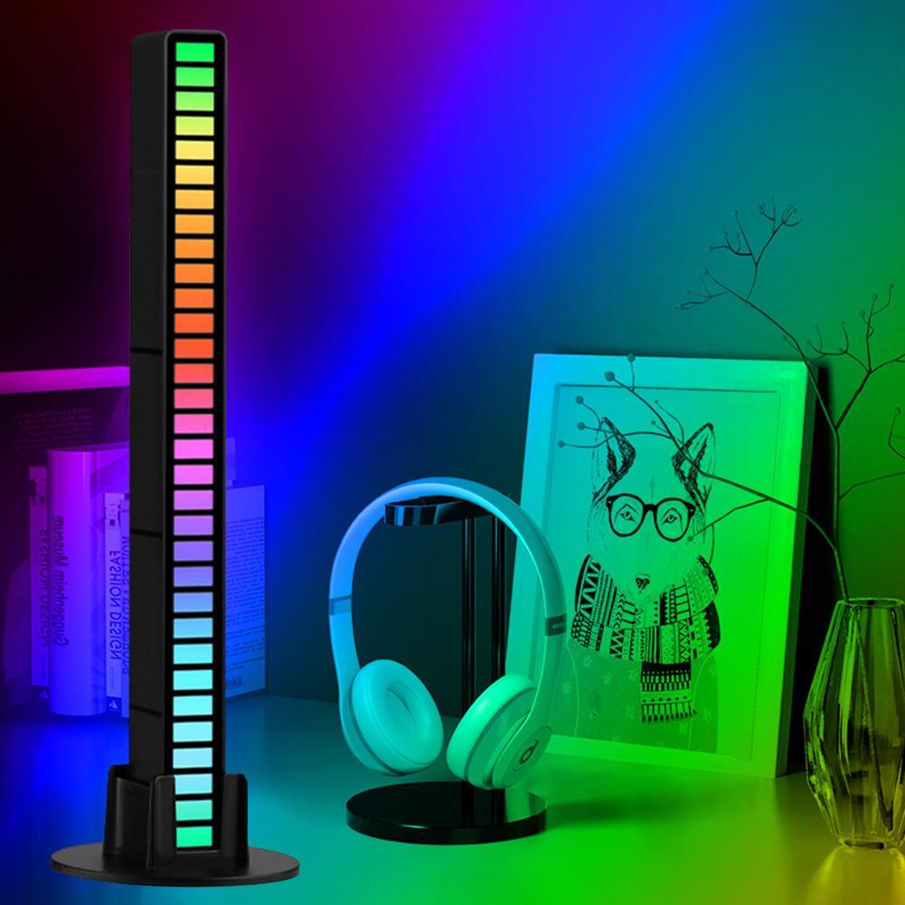 RGB LED Rhythm Light Music Sound Control Pickup Lamps (B Black Type-C ...