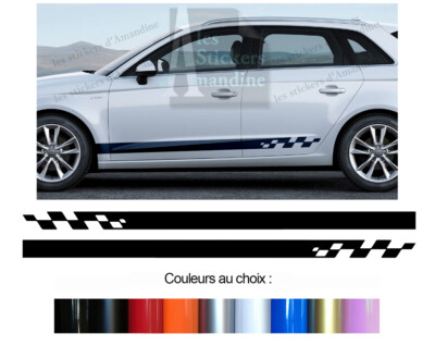 2 X BANDES LATERALES POUR AUDI A3 S3 SPORT RACING AUTOCOLLANT STICKER ...