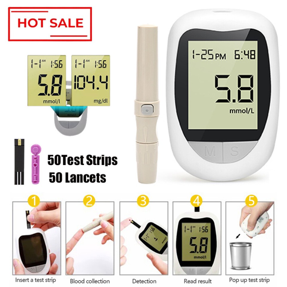 Blood Glucose Monitoring System Kit Machine Test Check Diabetes Sugar ...