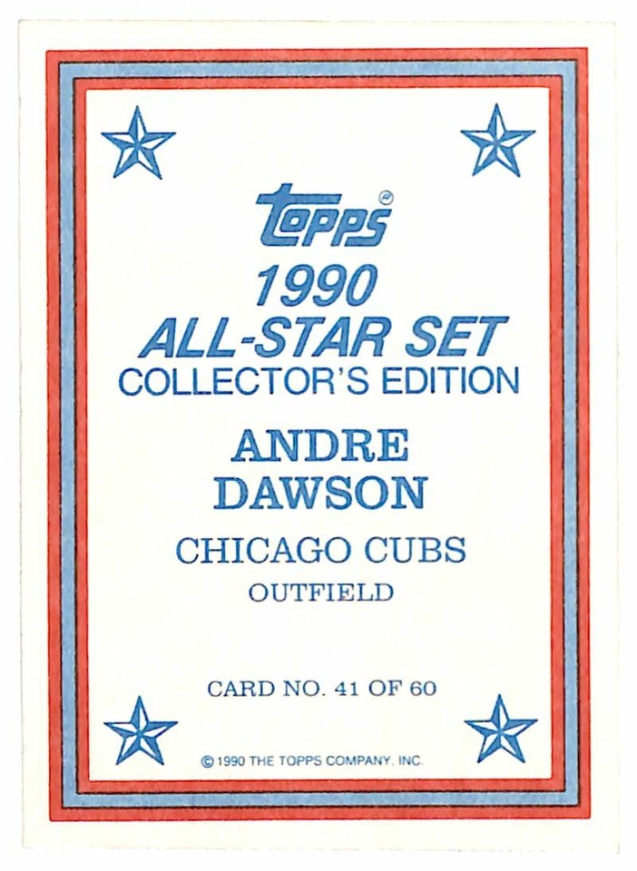 1990 TOPPS GLOSSY SEND-INS ANDRE DAWSON CHICAGO CUBS #41 | eBay