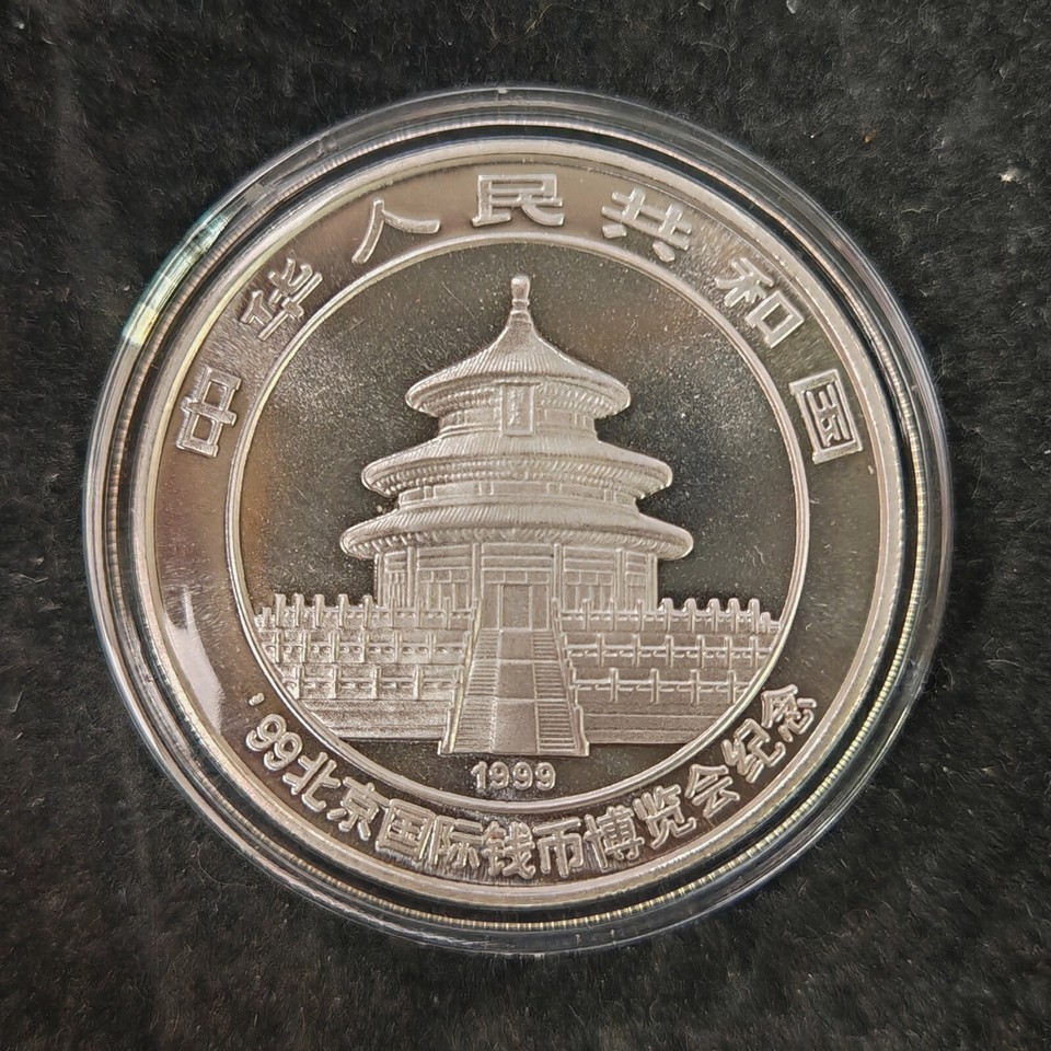 1999 China 10 Yuan Beijing Coin Expo 1oz Gilt Panda Silver Coin | eBay