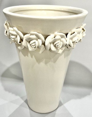 Creme Ceramic Rosebud Vase-Shabby Chic, Floral-Garden, Glam, Farmhouse ...