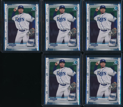 Lot of (5) XAVIER EDWARDS 2020 Bowman Chrome Draft TAMPA BAY RAYS ...