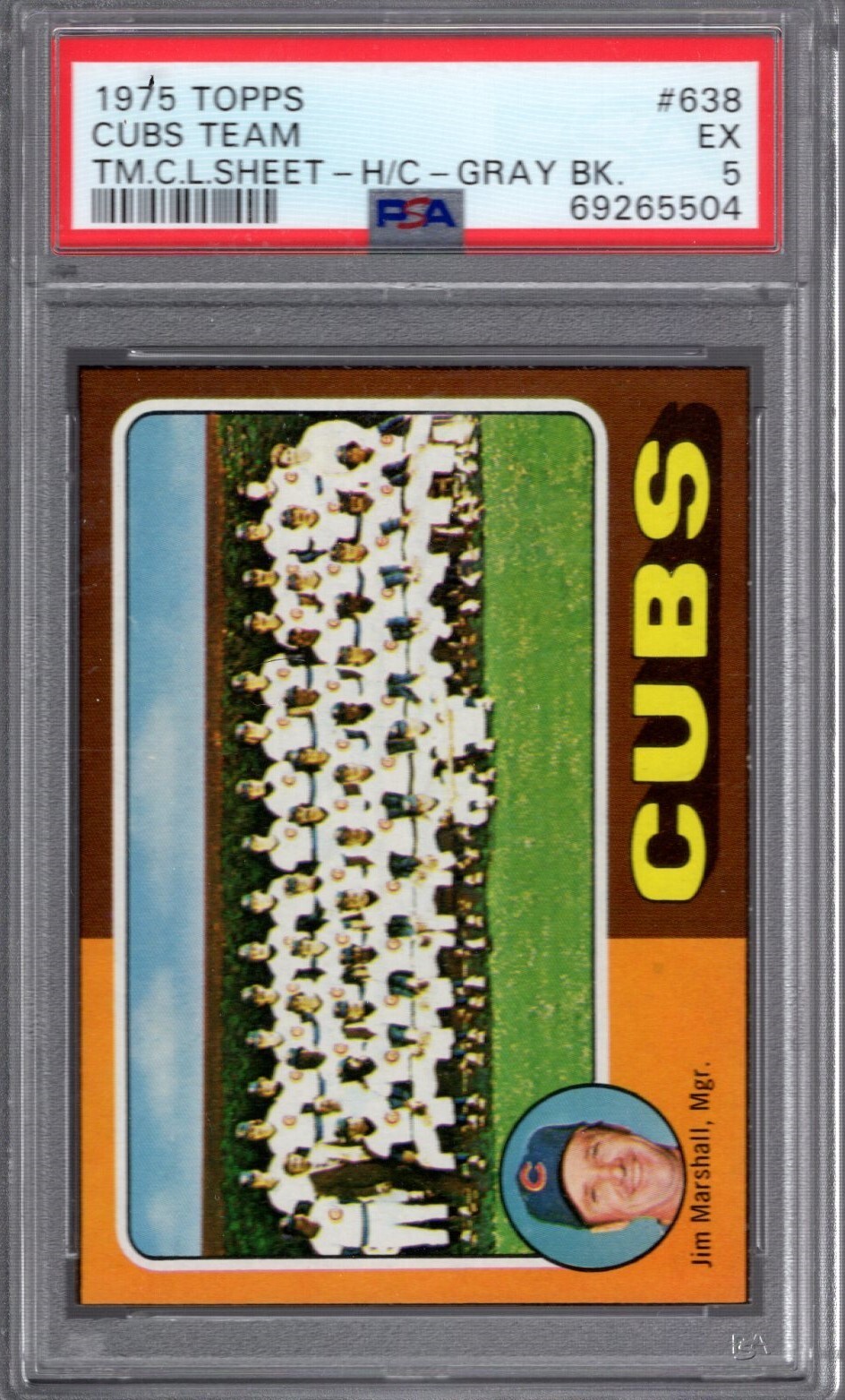 1975 Topps #638 Chicago CUBS Team Checklist Sheet PSA 5 EX H/C TOUGH! 1 ...