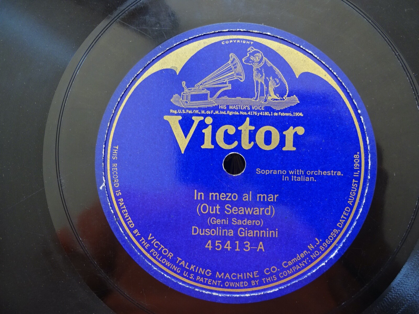 Dusolina Giannini "In mezo al mar (out seaward)" VICTOR 45413 - 78 rpm ...