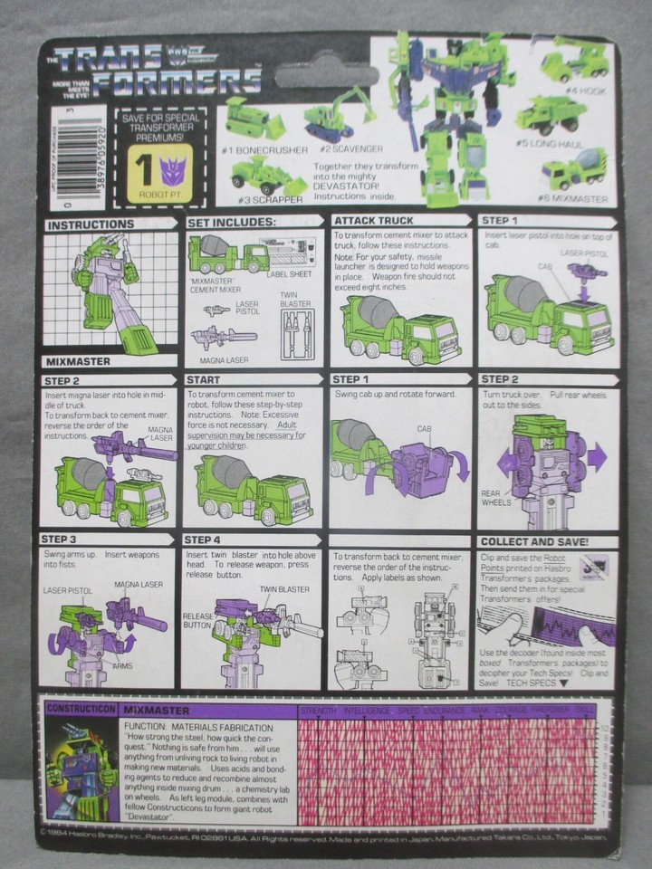 Transformers G1 MIXMASTER Constructicon Factory Sealed Vintage 1985 ...