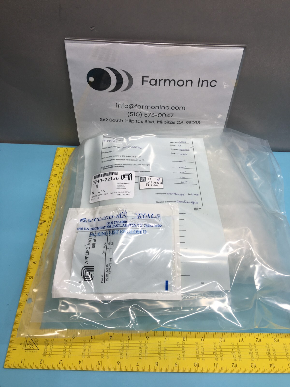 AMAT 0240-22136 Kit, Preclean & Cool Down Cal. Tool Retrofit, 0270 ...