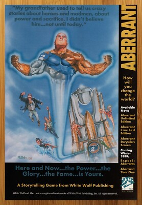 1999 White Wolf Aberrant RPG Vintage Print Ad/Poster Superhero Game ...