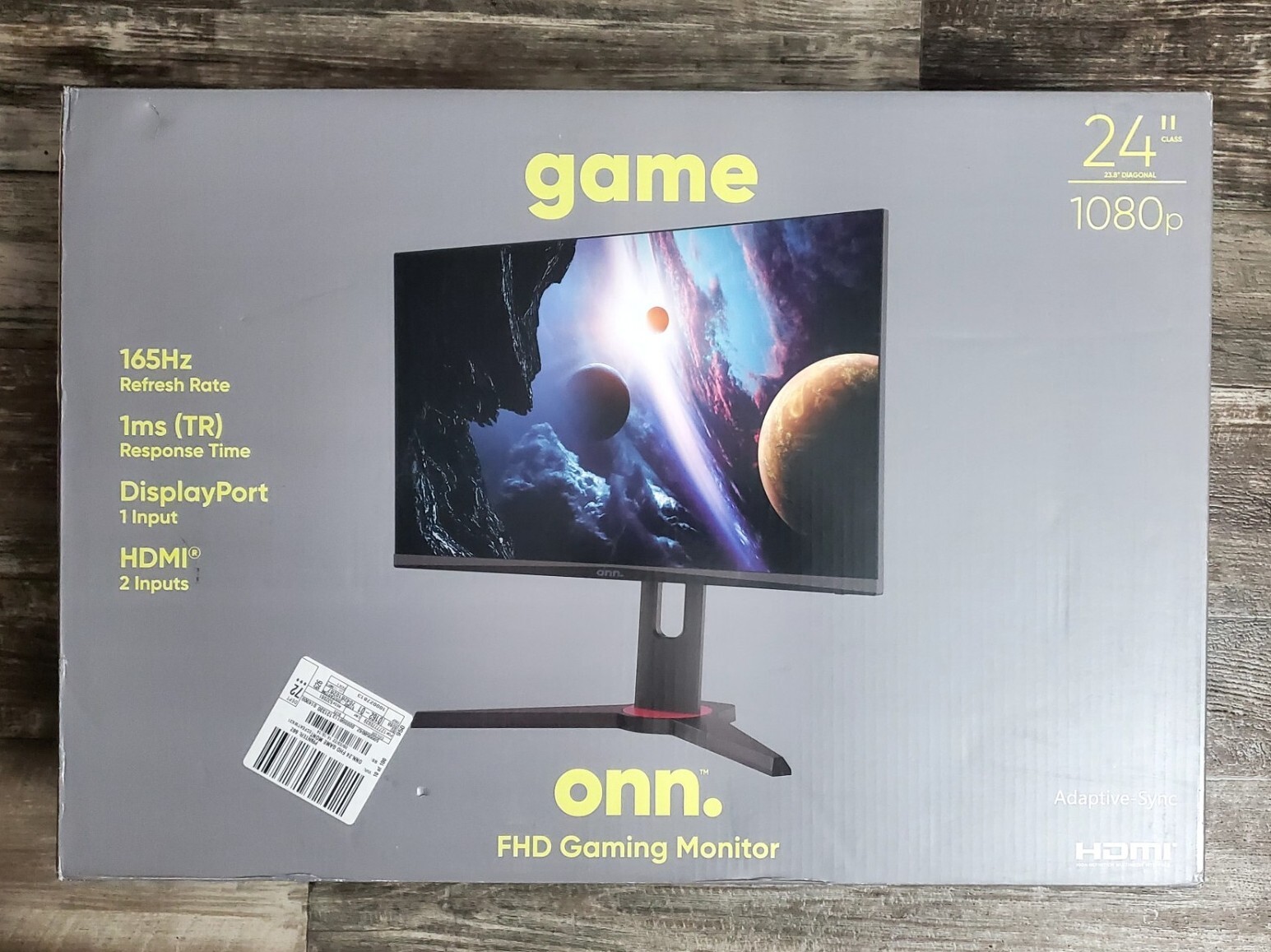 🛑ONN 24” FHD 1080p/165hz/1ms Gaming Monitor + 6ft DisplayPort & HDMI ...