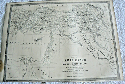 Original Print from 1880 Family Bible; Map; Asia Minor, Land & Rivers ...