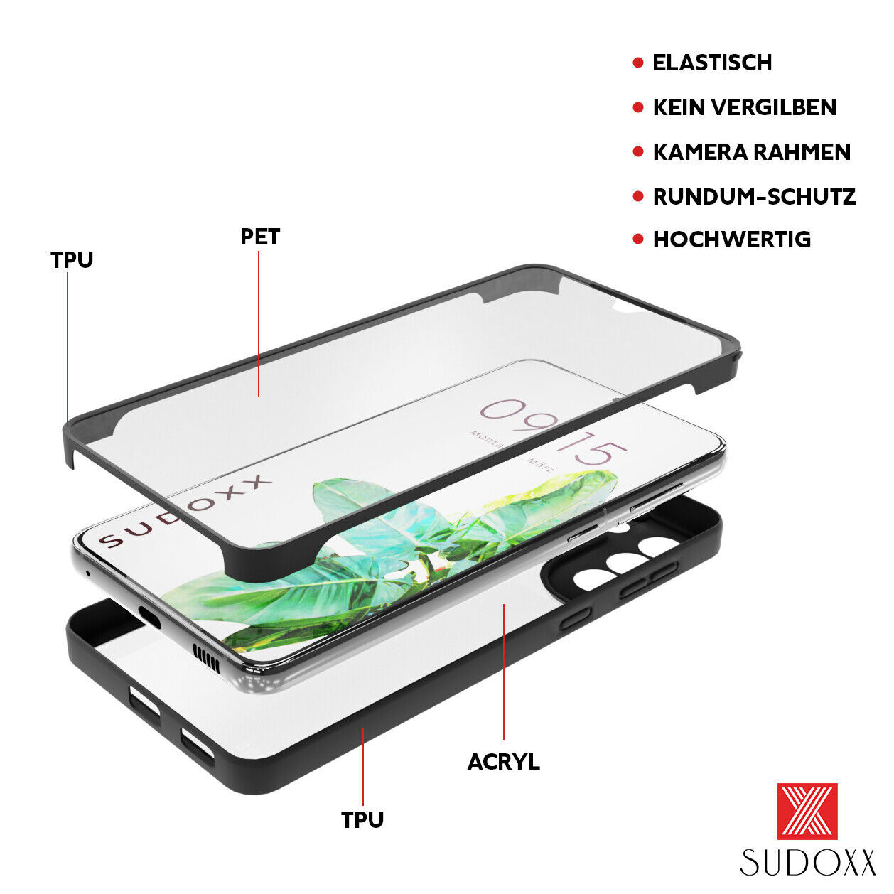 360 Grad Handy Hülle Rundum Silikon Schutz Tasche TPU Case Flach Klar ...