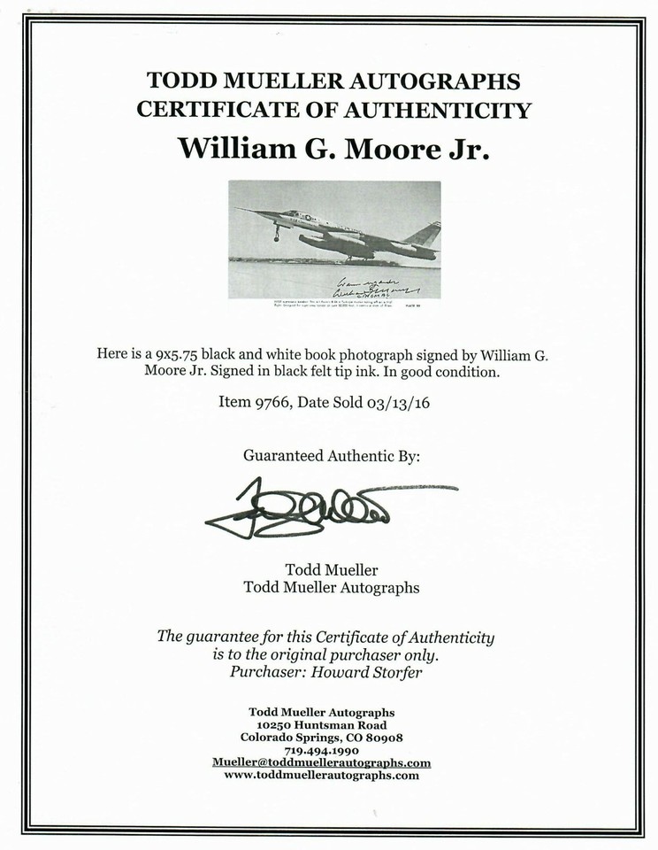 "Military Airlift Command" William G Moore Hand Signed 9x5.75 Book ...