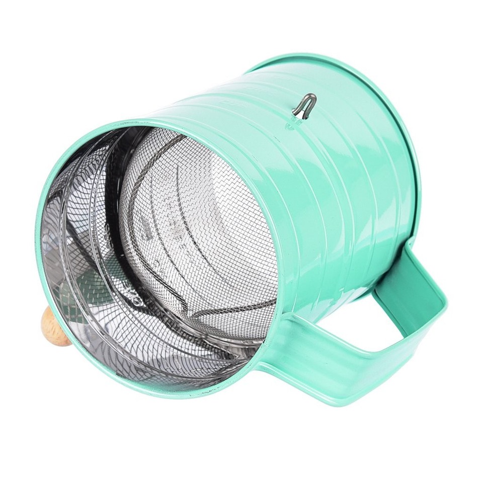 Stainless Steel Baking Hand Crank Flour Sifter with 2 Wire Agitator 3 ...