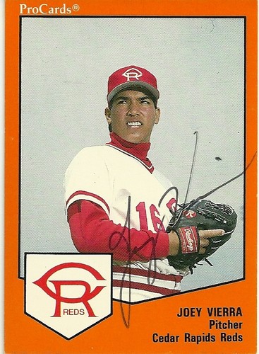 1989 Cedar Rapids Reds JOE VIERRA Signed Card autograph hawaii PROCARDS ...