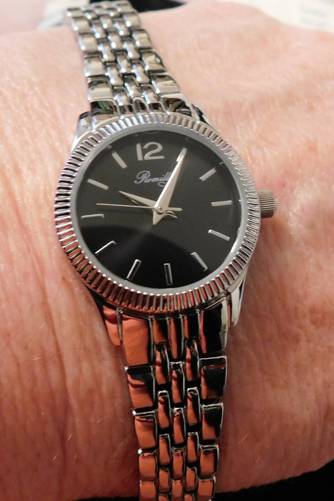 Romilly Bancroft Ladies Watch Silver Bracelet Black Dial 24 Hour | eBay