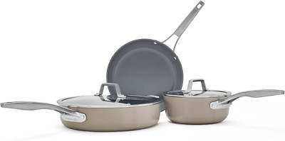 Premier Ceramic Nonstick 5-Piece Cookware Set in Mushroom Grey | eBay