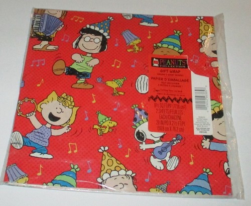 Gift wrapping paper, Peanuts Snoopy Birthday, 2 sheets 20" NEW Hallmark ...