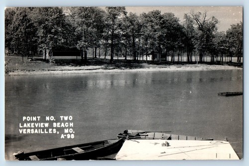 Versailles Missouri MO Postcard RPPC Photo Point No Two Lakeview Beach ...