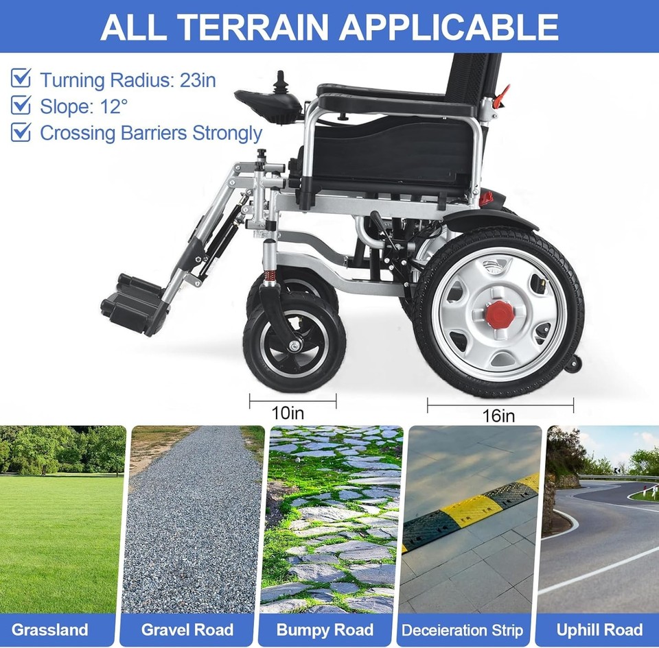 500W Folding Lightweight 24V12A Electric Power Wheelchair Mobility Aid ...