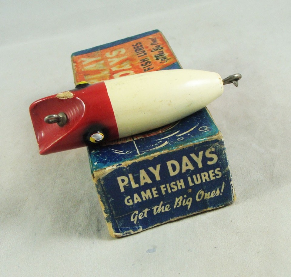 Old Vintage PLAY DAYS FISH LURES Lure Box + Wood Lure | eBay