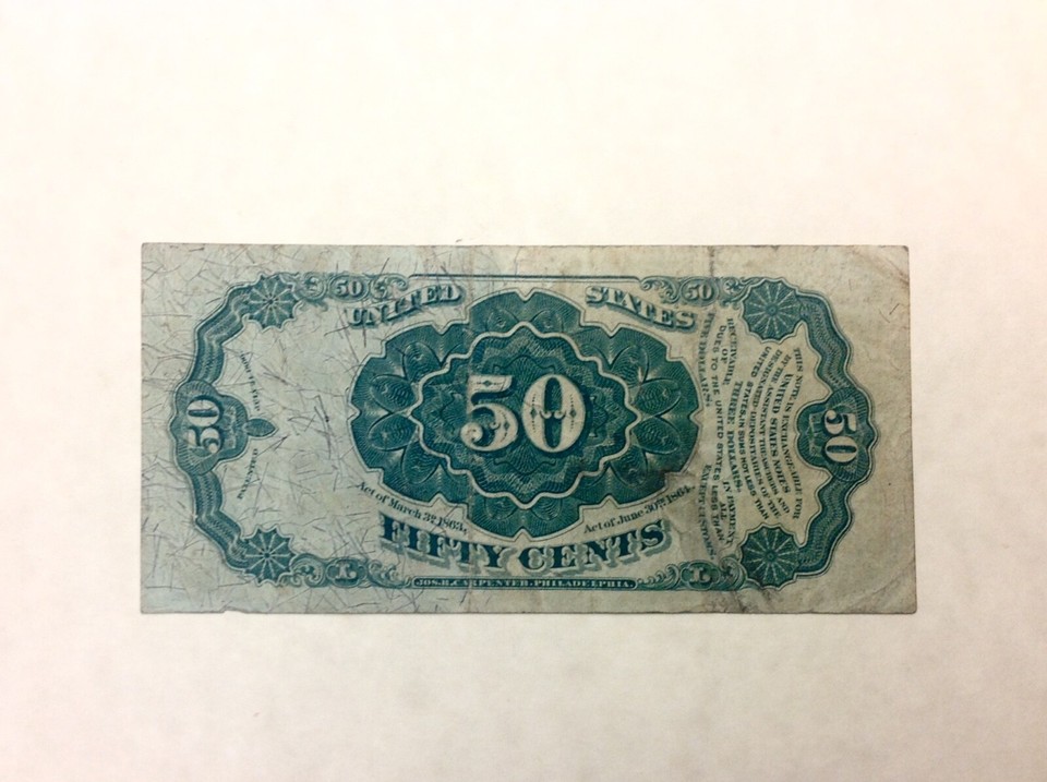 ~ US FRACTIONAL CURRENCY 50 CENTS FIFTH 5TH ISSUE - CRAWFORD - FR 1381 ...