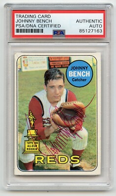 JOHNNY BENCH Vintage Signed 1969 Topps #95 Rookie Cup Reds HOF PSA/DNA ...